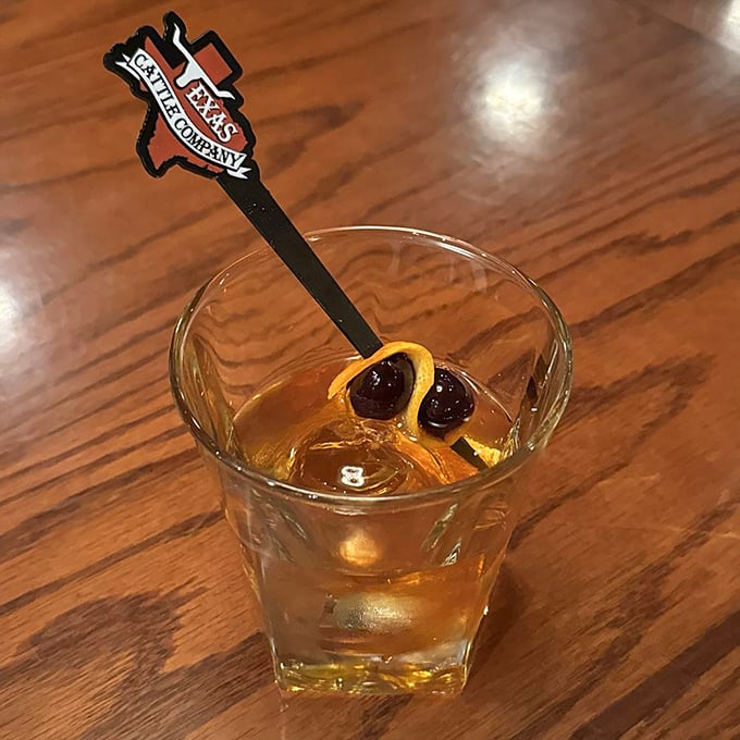 Even the cocktails get the Texas treatment &ndash; this Old Fashioned comes with a branded stirrer that's practically begging to become a souvenir.
