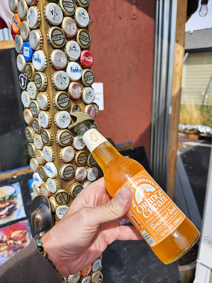 Bottle art meets thirst quencher. This orange cream soda stands ready to cut through the richness of smoked meats like a refreshing flavor palate reset button.