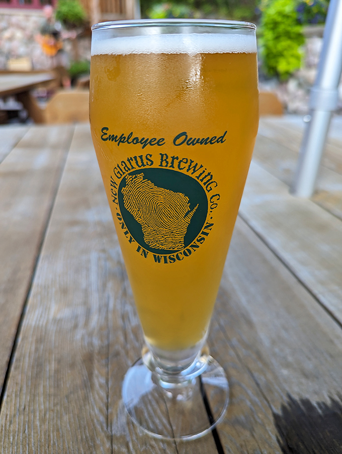 A New Glarus brew in proper glassware&mdash;because in Wisconsin, respecting good beer is practically written into the state constitution.