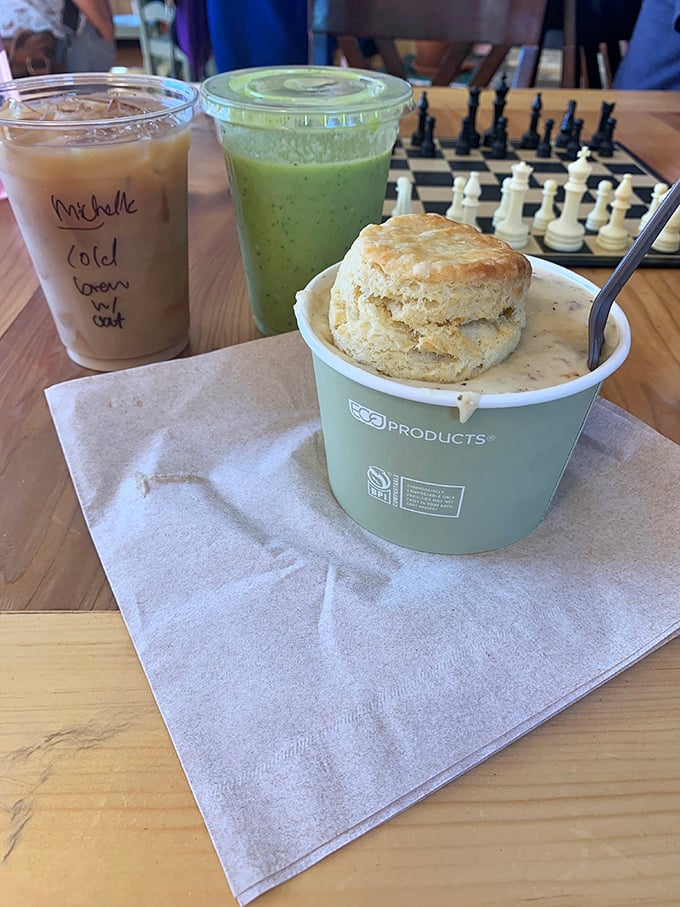 Chess and breakfast: a perfect pairing at Bunny & Clyde's, where your biscuits and gravy come with a side of strategic thinking.