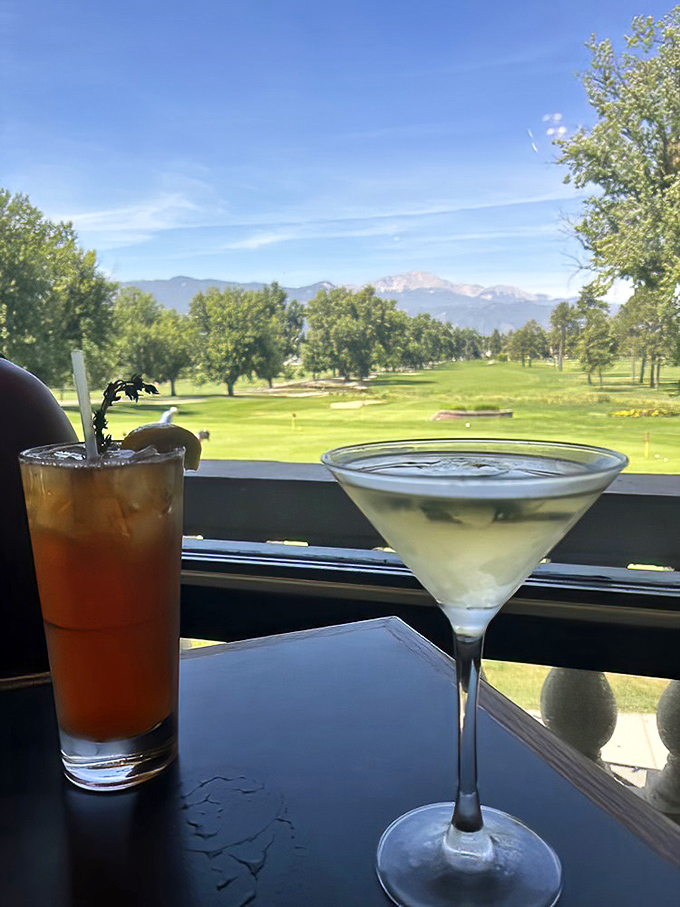 Cocktails with a view &ndash; because everything tastes better when Pikes Peak is showing off in the background.