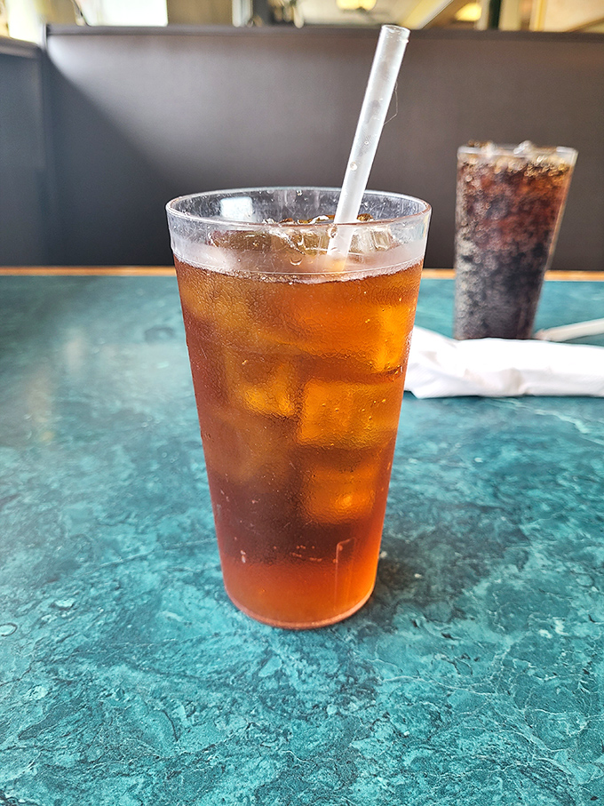 Sweet tea in a no-nonsense glass – the perfect companion to cut through rich comfort food and prepare you for another delicious bite.