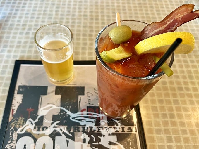 Milwaukee's version of a balanced breakfast: a hearty Bloody Mary complete with all the fixings and the mandatory beer chaser on the side.