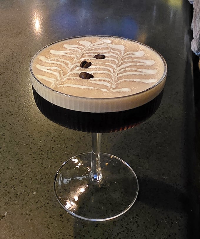 This isn't just an espresso martini; it's dessert, caffeine fix, and sophisticated nightcap all in one gorgeous glass.