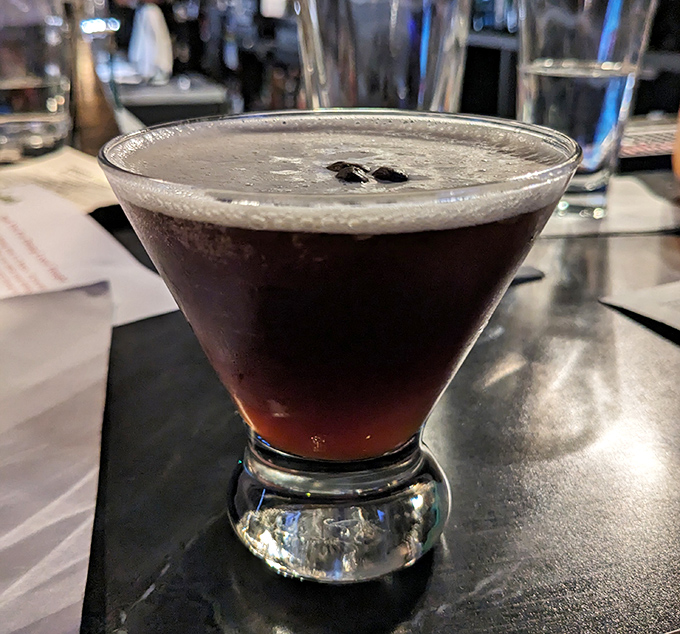 An espresso martini that proves coffee and cocktails were meant to be together, like chocolate and Hershey.