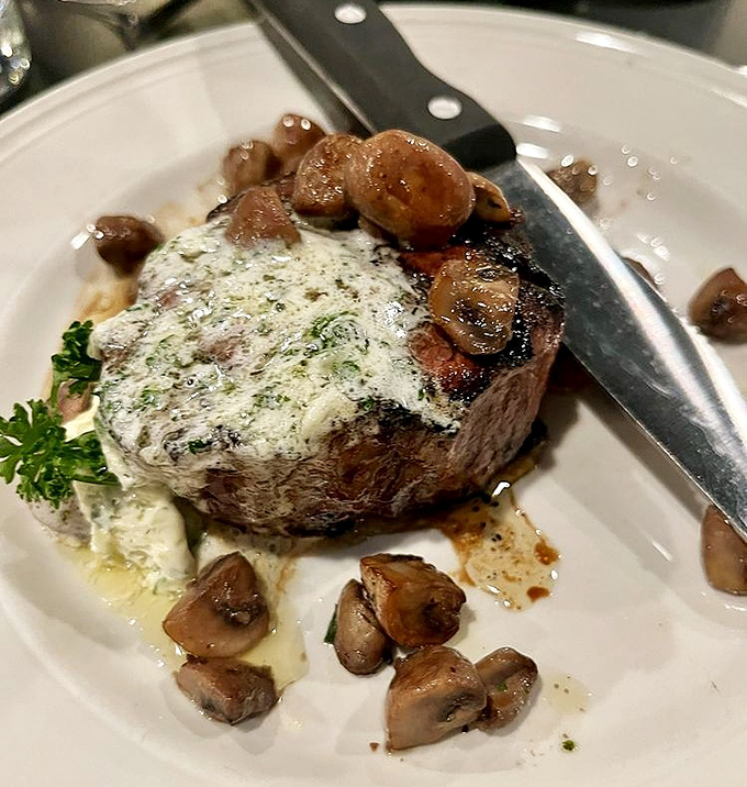 A filet mignon topped with herb butter that doesn't need a fancy steakhouse zip code to deliver pure carnivorous bliss.