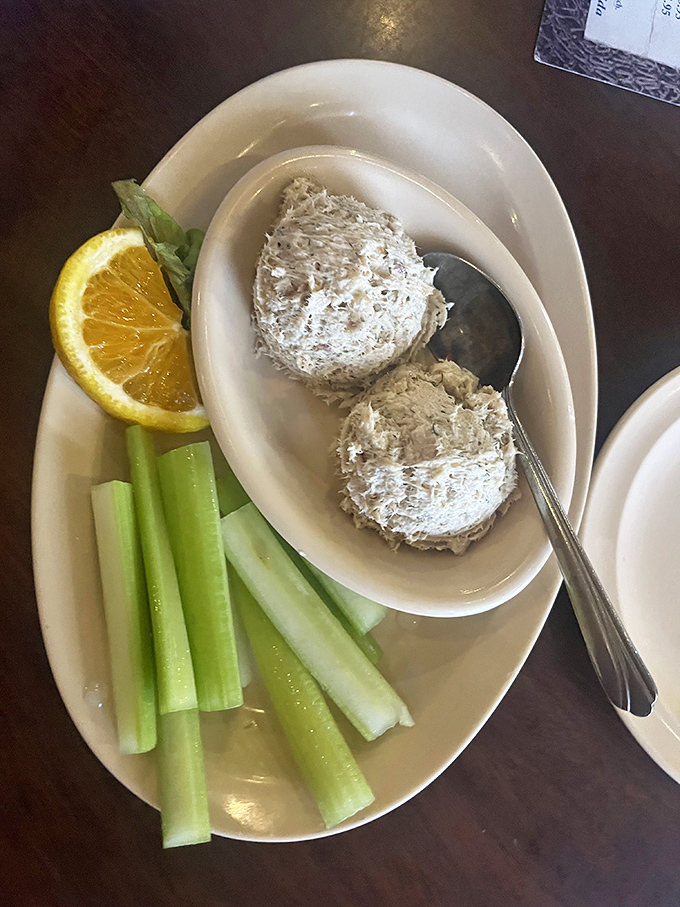 Fish dip with celery sticks and a citrus garnish&mdash;Florida's version of chips and salsa, only with significantly more maritime influence.