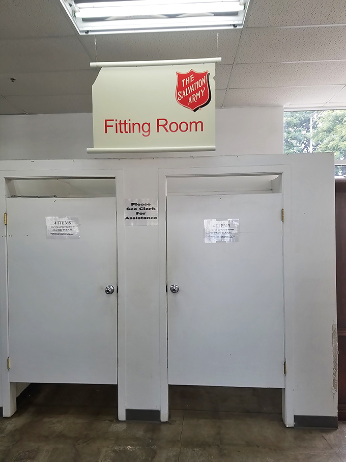 The fitting room &ndash; that sacred space where vintage aloha shirts get their second chance at making someone look fabulous.