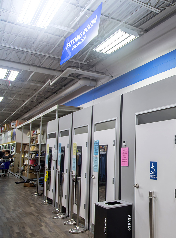 Fitting rooms that respect your dignity&mdash;a rare luxury in the thrifting world. No more parking lot costume changes!