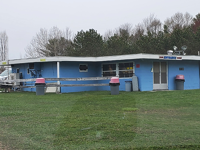 The blue exterior might be humble, but inside those walls, concession stand memories are made one hot dog at a time.