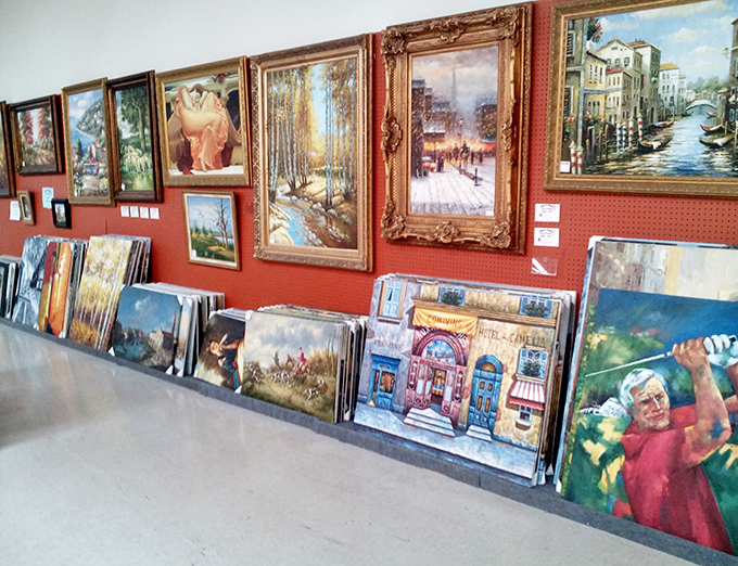 Art for every wall and budget lines these display racks, from winter landscapes to Venetian canals you'll never tire of.