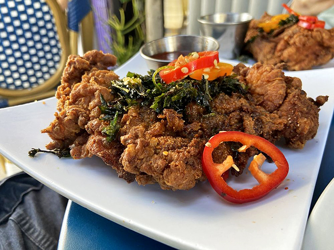 Golden fried chicken that achieves the perfect crunch-to-juice ratio scientists have been seeking for decades.