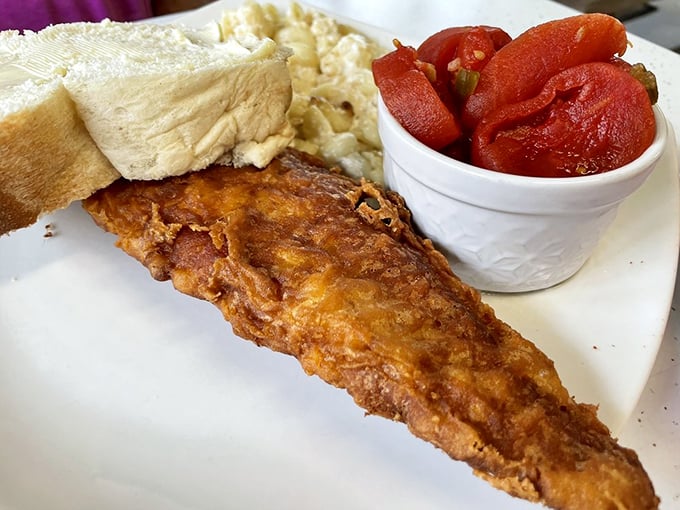 Golden-fried haddock that would make New England jealous, paired with sides that know their supporting role in this seafood symphony.