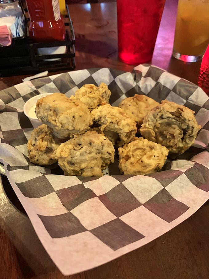 These breaded mushrooms look like they've been dipped in liquid sunshine before being transformed into bite-sized flavor bombs.