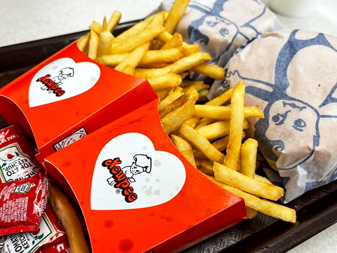 Golden fries nestled in their signature red boxes&mdash;crisp, hot, and ready to play the perfect supporting role to your burger's star performance.