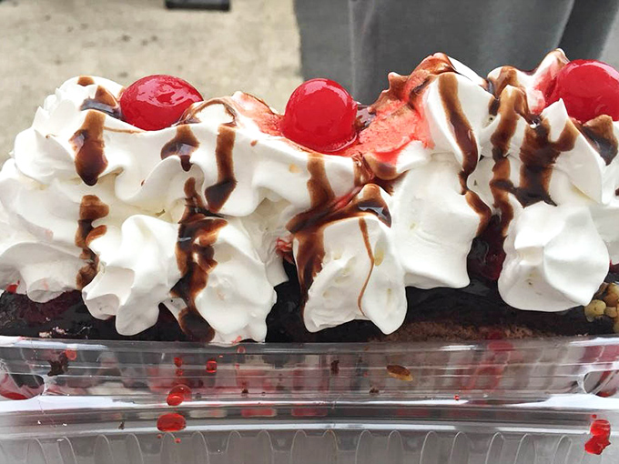 A brownie sundae that doesn't just end a meal&mdash;it creates a memory, complete with whipped cream peaks and cherry-topped chocolate drizzles.