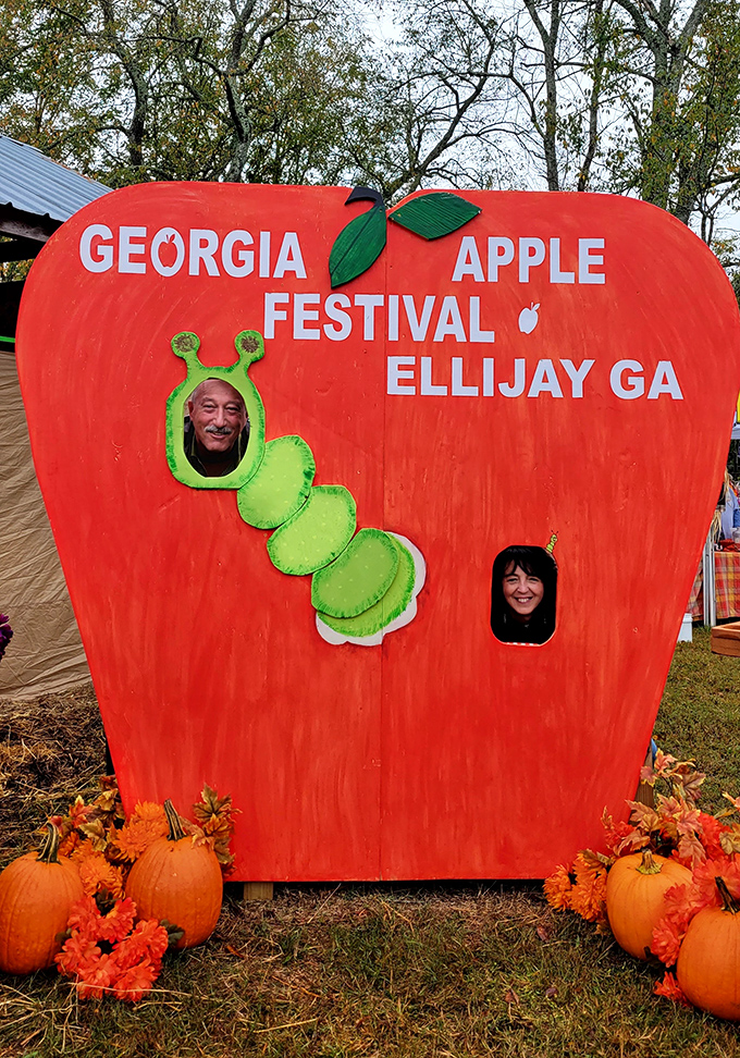 The Georgia Apple Festival photo op proves that in Ellijay, even the fruit gets its own red-carpet moment.