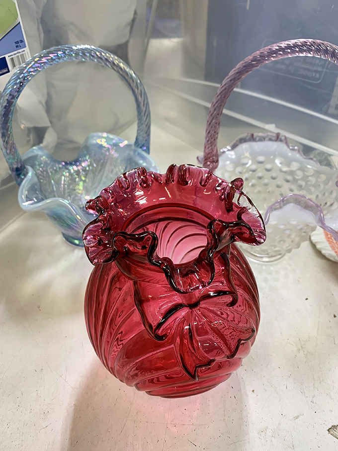 This ruby-red vintage glassware isn't just a vessel&mdash;it's someone's grandmother's pride displayed at Sunday dinners for decades.