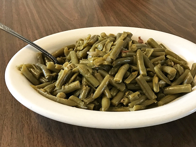 These aren't your rushed weeknight green beans. They've been simmering with porky goodness until they've reached their full flavor potential.
