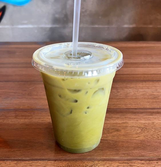 The green Thai tea glows with the same otherworldly green as a sci-fi movie prop, but tastes like sweet, creamy paradise.