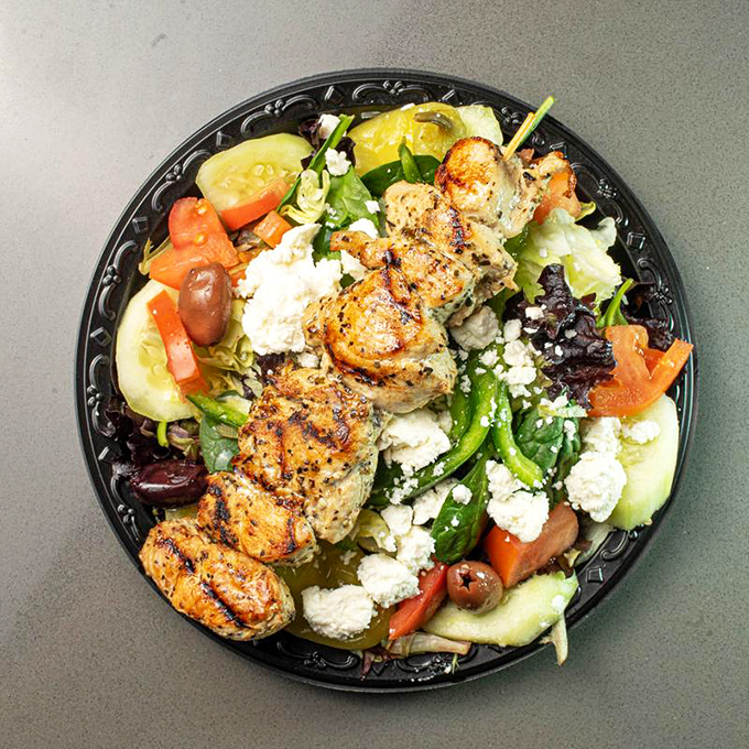 Even the salad gets the royal treatment&mdash;grilled chicken and fresh vegetables proving that "eating light" doesn't mean sacrificing flavor in barbecue country.