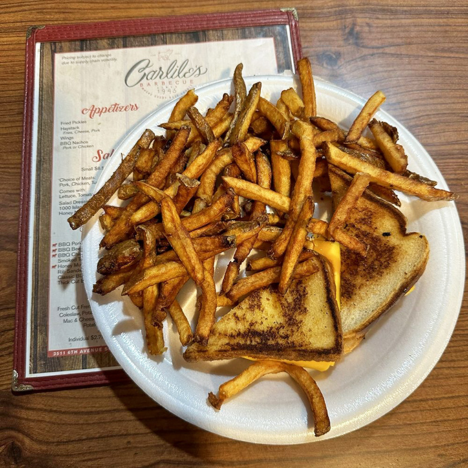 A grilled cheese that's had a heart-to-heart with some fresh-cut fries&mdash;comfort food that speaks the universal language of "everything's gonna be alright."
