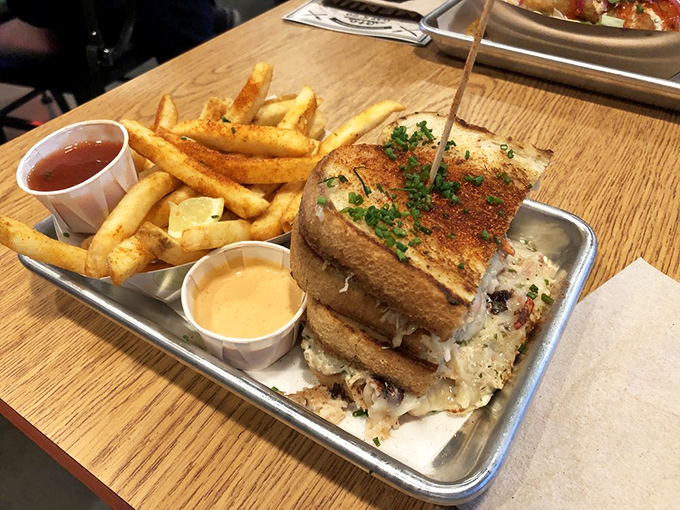 This sandwich isn't just grilled &ndash; it's transformed into a melty, seafood-packed revelation that will haunt your dreams in the most delicious way possible.