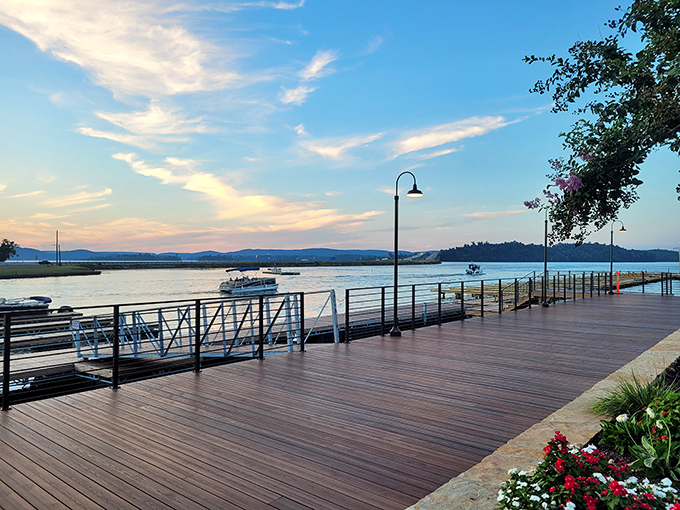 Guntersville's wooden boardwalk captures that magical moment when day surrenders to evening, offering front-row seats to nature's daily masterpiece.