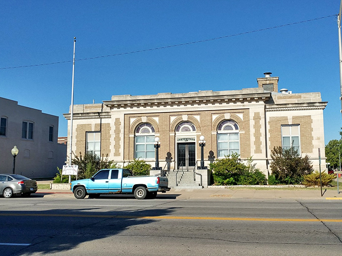Newton's historic Post Office building stands dignified and solid, from an era when government buildings were designed to inspire, not just function.