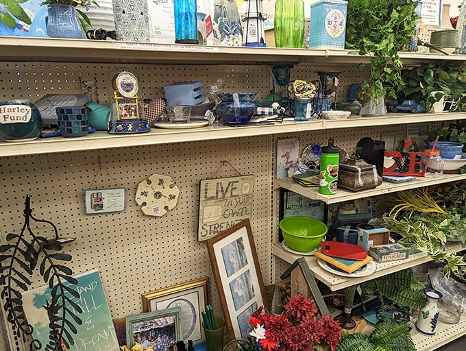 Home d&eacute;cor shelves overflow with personality and potential. That "Live Laugh Love" sign might be exactly what your guest bathroom has been missing.