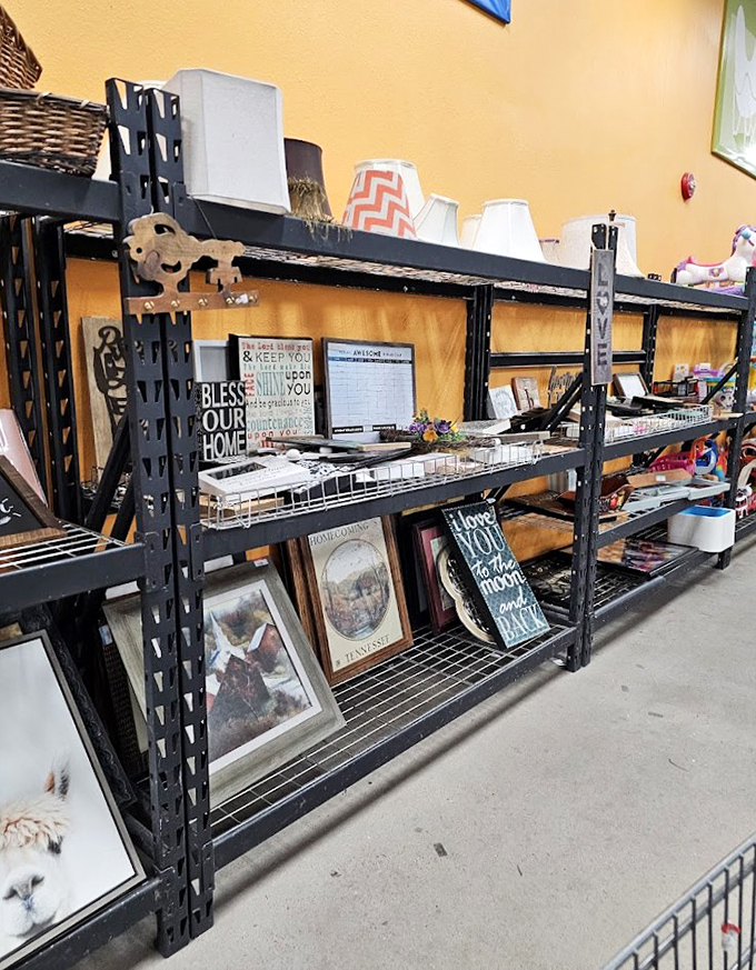 Inspirational signs and framed art create a gallery of second chances&mdash;home decor with both character and messages.