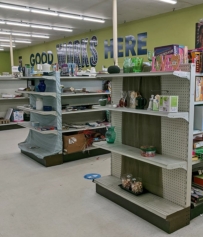 "Good Works Here" indeed&mdash;the home d&eacute;cor section offers everything from grandma-chic lamps to that pineapple masterpiece you never knew you needed until this moment.