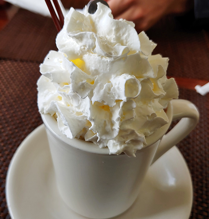 This isn't just whipped cream on hot chocolate&mdash;it's a cloud-topped mountain of comfort that makes Monday mornings bearable again.