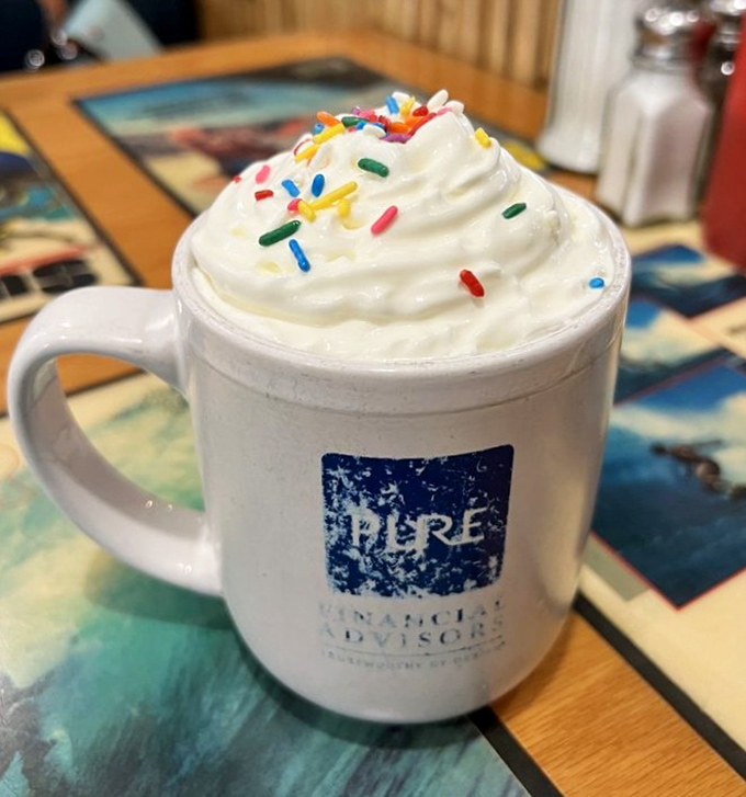 Not just hot chocolate&mdash;it's happiness in a mug. Those sprinkles are saying "life's too short for boring beverages."