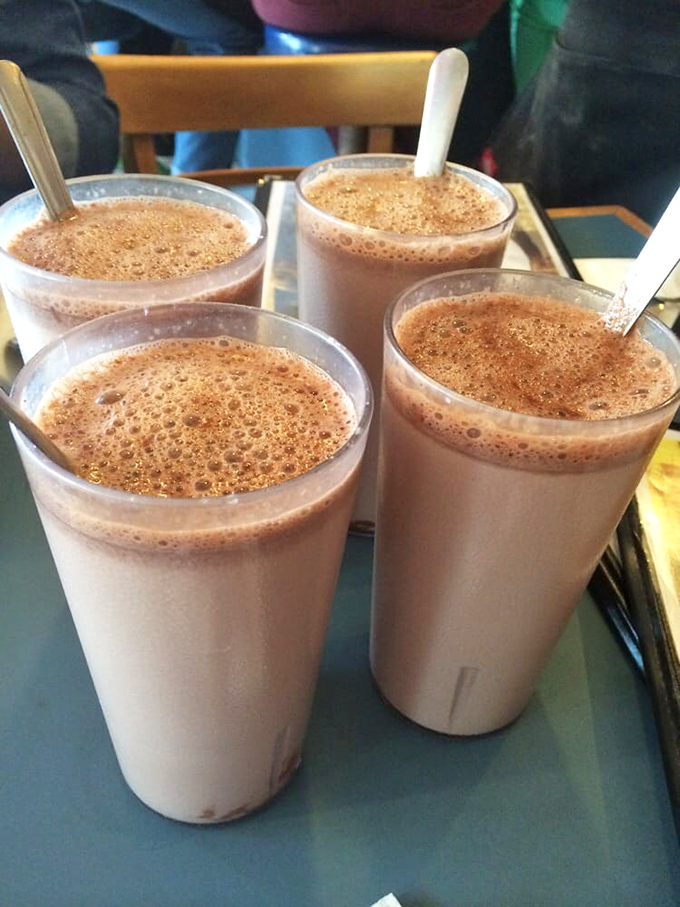 Hot chocolate so thick and rich it makes you wonder why anyone bothers with fancy coffee drinks. Comfort in a cup, multiplied by four.