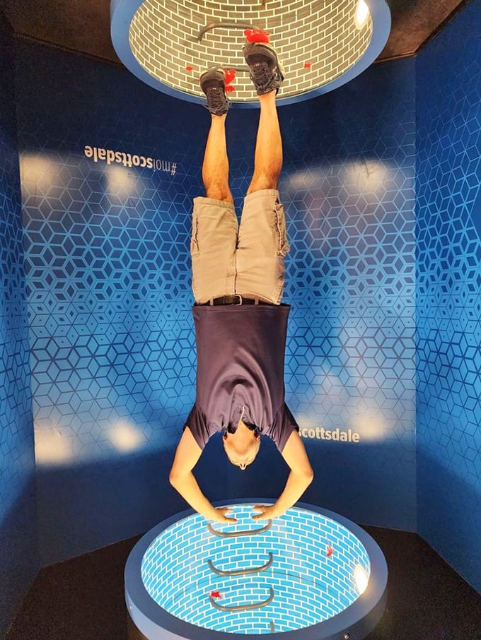 "I'm falling into an infinite abyss!" Actually, you're perfectly safe in this mind-bending room where mirrors create endless reflections of yourself.