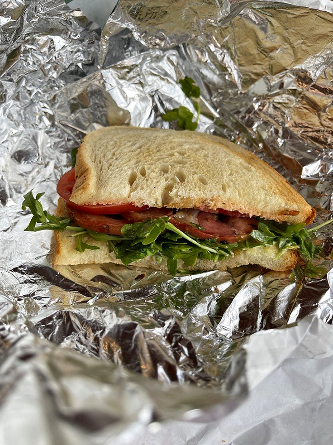 The humble BLT gets an Italian makeover. Fresh arugula and ripe tomatoes make this sandwich sing an aria of flavor.