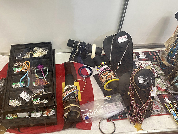 Jewelry that whispers tales of proms past and special occasions. Someone's forgotten statement piece becomes tomorrow's conversation starter.