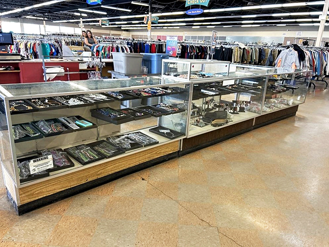Jewelry cases gleam with possibilities – costume pieces and potential treasures alike. The thrill is in never knowing what you'll discover.