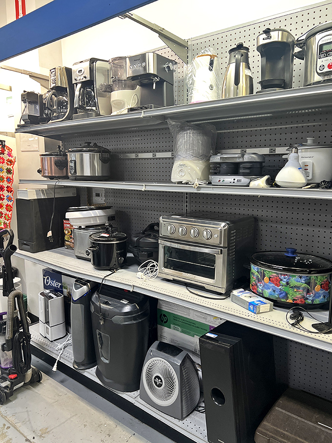 The small appliance section: where coffee makers, toasters, and blenders await their second act in your culinary production.