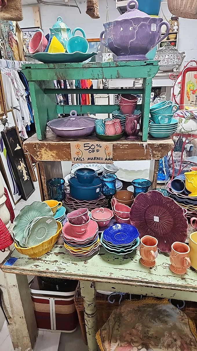 Colorful vintage dishware arranged like an edible rainbow. Your grandmother would recognize these&mdash;your Instagram followers will demand to know where you found them.