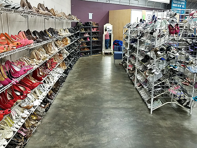 Ladies' footwear heaven &ndash; where stilettos that have danced at weddings sit beside practical flats that have explored the world.