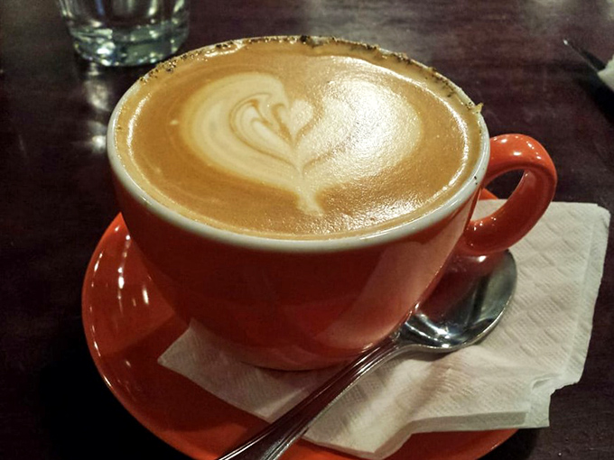 Coffee art that belongs in a museum, served in a mug substantial enough to warm your hands and your soul on chilly Kansas mornings. 