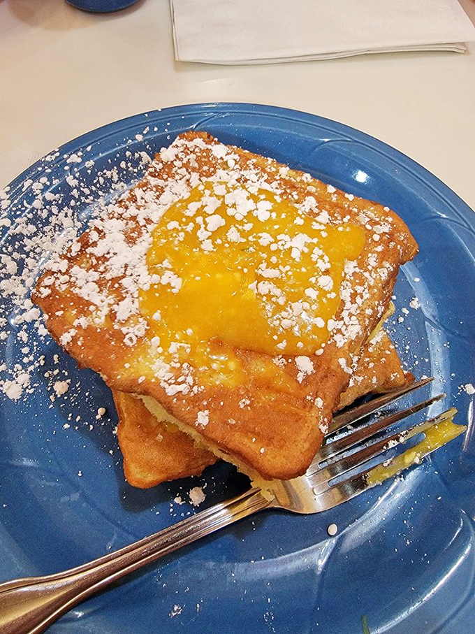 French toast that makes regular toast look like it's not even trying. That lemon curd center is the breakfast equivalent of striking gold.