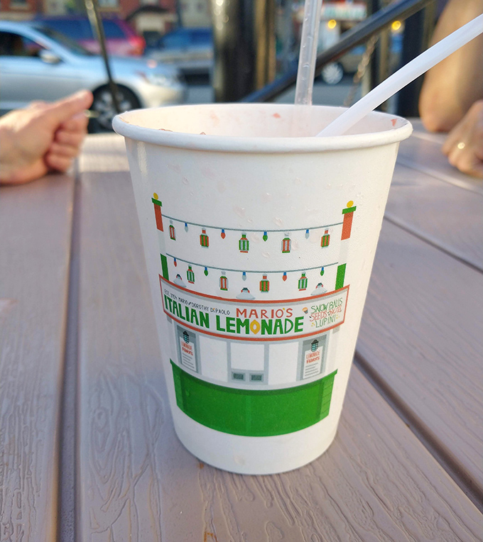 Italian lemonade in a paper cup&mdash;the perfect sweet counterpoint to cut through the richness of beef and spice of giardiniera.