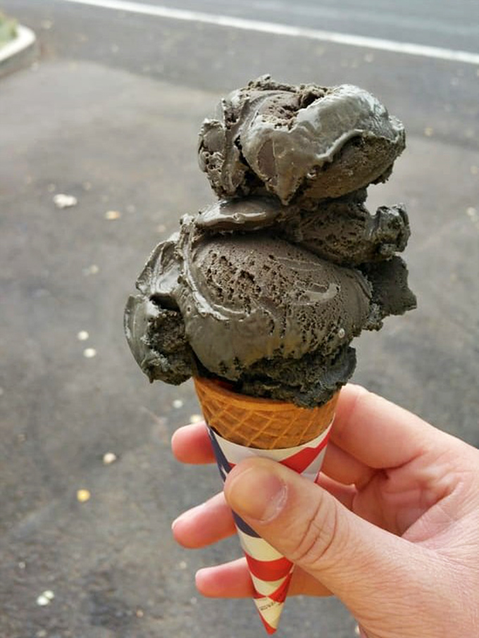 Sno Cap's homemade Licorice ice cream &ndash; rich, decadent, and the perfect finale to Oregon's best burger experience.