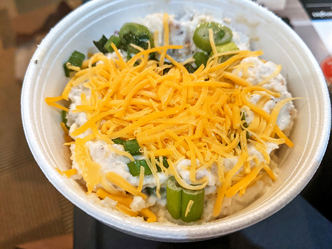 Not your grandmother's potato salad (unless your grandmother was a culinary genius). Those green onions and cheese are playing jazz together.