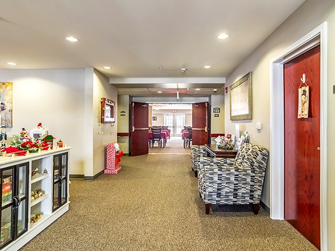 Hallways designed for both accessibility and style&mdash;because who says practical can't also be pretty? This isn't your grandmother's retirement home.
