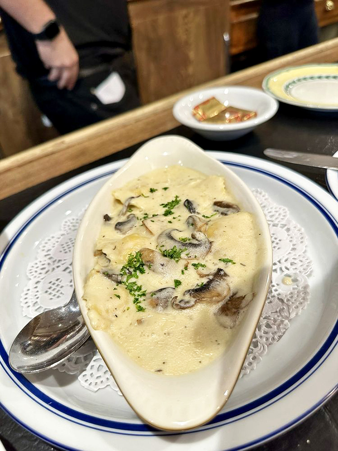 This creamy ravioli dish proves that pasta and mushrooms are soulmates who were separated at birth and finally reunited on your plate.