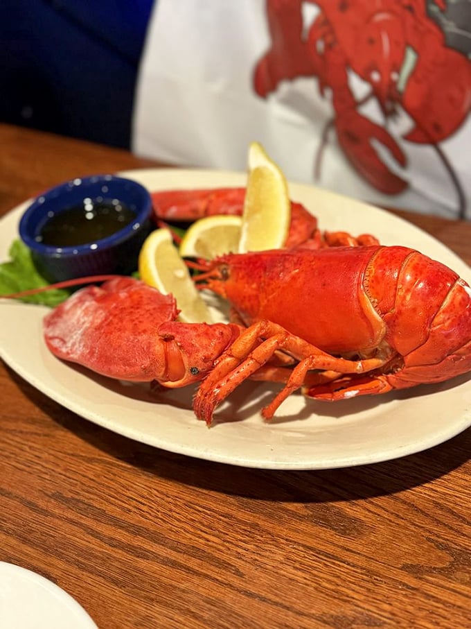 The king of the New England table, presented with regal simplicity&mdash;a whole lobster that needs nothing more than drawn butter and lemon.